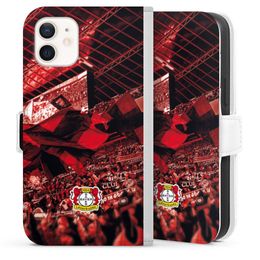 DeinDesign iPhone 12 mini Handy Klapph&uuml;lle Handyh&uuml;lle aus Kunst Leder wei&szlig; Flip Case Merchandise Bayer 04 Leverkusen Official Licensed Product Sideflip mit 