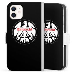 DeinDesign iPhone 12 mini Handy Klapph&uuml;lle Handyh&uuml;lle aus Kunst Leder wei&szlig; Flip Case Sge Official Licensed Product Eintracht Frankfurt Sideflip mit Lasche