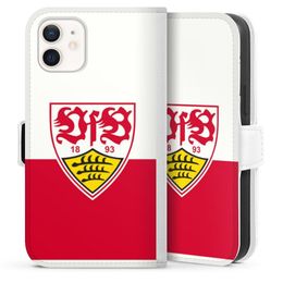 DeinDesign iPhone 12 mini Handy Klapph&uuml;lle Handyh&uuml;lle aus Kunst Leder wei&szlig; Flip Case Vfb Stuttgart Official Licensed Product Logo Sideflip mit Lasche