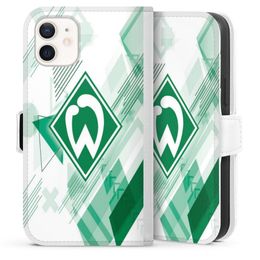 DeinDesign iPhone 12 mini Handy Klapph&uuml;lle Handyh&uuml;lle aus Kunst Leder wei&szlig; Flip Case Muster Official Licensed Product Sv Werder Bremen Sideflip mit Lasche