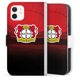DeinDesign iPhone 12 mini Handy Klapph&uuml;lle Handyh&uuml;lle aus Kunst Leder wei&szlig; Flip Case Bayer 04 Leverkusen Official Licensed Product Stadium Sideflip mit Lasche