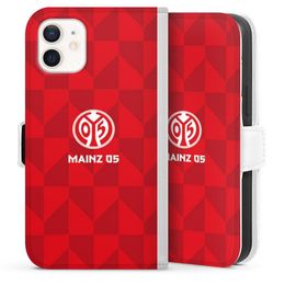 DeinDesign iPhone 12 mini Handy Klapph&uuml;lle Handyh&uuml;lle aus Kunst Leder wei&szlig; Flip Case Official Licensed Product Merchandise Mainz 05 Sideflip mit Lasche