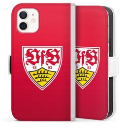DeinDesign iPhone 12 mini Handy Klapph&uuml;lle Handyh&uuml;lle aus Kunst Leder wei&szlig; Flip Case Vfb Stuttgart Official Licensed Product Logo Sideflip mit Lasche