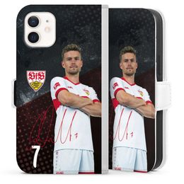 DeinDesign iPhone 12 mini Handy Klapph&uuml;lle Handyh&uuml;lle aus Kunst Leder wei&szlig; Flip Case Official Licensed Product Maximilian Mittelst&auml;dt Vfb Stuttgart Sideflip mit 