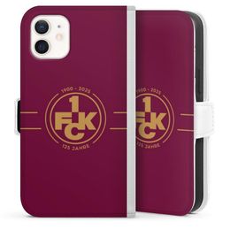 DeinDesign iPhone 12 mini Handy Klapph&uuml;lle Handyh&uuml;lle aus Kunst Leder wei&szlig; Flip Case 1. Fc Kaiserslautern 125 Jahre Official Licensed Product Sideflip mit Lasche