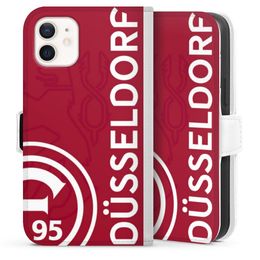 DeinDesign iPhone 12 mini Handy Klapph&uuml;lle Handyh&uuml;lle aus Kunst Leder wei&szlig; Flip Case Lettering F95 Fortuna D&uuml;sseldorf Sideflip mit Lasche
