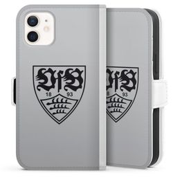 DeinDesign iPhone 12 mini Handy Klapph&uuml;lle Handyh&uuml;lle aus Kunst Leder wei&szlig; Flip Case Vfb Stuttgart Official Licensed Product Logo Sideflip mit Lasche