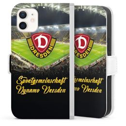 DeinDesign iPhone 12 mini Handy Klapph&uuml;lle Handyh&uuml;lle aus Kunst Leder wei&szlig; Flip Case Sgd Sg Dynamo Dresden Official Licensed Product Sideflip mit Lasche