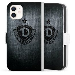 DeinDesign iPhone 12 mini Handy Klapph&uuml;lle Handyh&uuml;lle aus Kunst Leder wei&szlig; Flip Case Vintage Sg Dynamo Dresden Official Licensed Product Sideflip mit Lasche