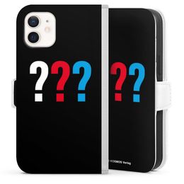 DeinDesign iPhone 12 mini Handy Klapph&uuml;lle Handyh&uuml;lle aus Kunst Leder wei&szlig; Flip Case Logo Die Drei ??? Official Licensed Product Sideflip mit Lasche