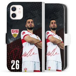 DeinDesign iPhone 12 mini Handy Klapph&uuml;lle Handyh&uuml;lle aus Kunst Leder wei&szlig; Flip Case Vfb Stuttgart Deniz Undav Official Licensed Product Sideflip mit Lasche