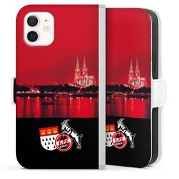 DeinDesign iPhone 12 mini Handy Klapph&uuml;lle Handyh&uuml;lle aus Kunst Leder wei&szlig; Flip Case Official Licensed Product 1. Fc K&ouml;ln Skyline Sideflip mit Lasche