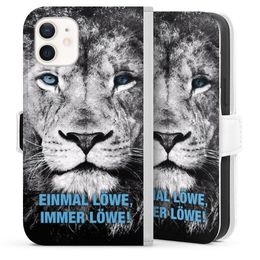 DeinDesign iPhone 12 mini Handy Klapph&uuml;lle Handyh&uuml;lle aus Kunst Leder wei&szlig; Flip Case Tsv 1860 M&uuml;nchen Lion Official Licensed Product Sideflip mit Lasche