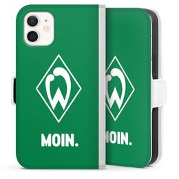 DeinDesign iPhone 12 mini Handy Klapph&uuml;lle Handyh&uuml;lle aus Kunst Leder wei&szlig; Flip Case Official Licensed Product Moin Sv Werder Bremen Sideflip mit Lasche