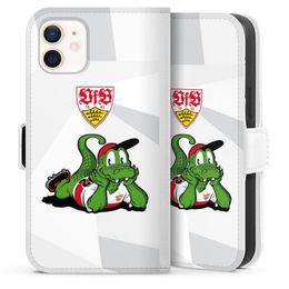 DeinDesign iPhone 12 mini Handy Klapph&uuml;lle Handyh&uuml;lle aus Kunst Leder wei&szlig; Flip Case Official Licensed Product Mascot Vfb Stuttgart Sideflip mit Lasche