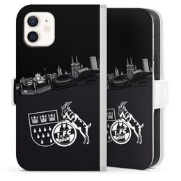 DeinDesign iPhone 12 mini Handy Klapph&uuml;lle Handyh&uuml;lle aus Kunst Leder wei&szlig; Flip Case 1. Fc K&ouml;ln Official Licensed Product Skyline Sideflip mit Lasche
