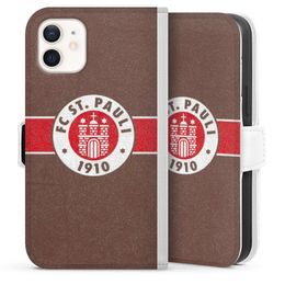 DeinDesign iPhone 12 mini Handy Klapph&uuml;lle Handyh&uuml;lle aus Kunst Leder wei&szlig; Flip Case Logo Official Licensed Product Fc St. Pauli Sideflip mit Lasche