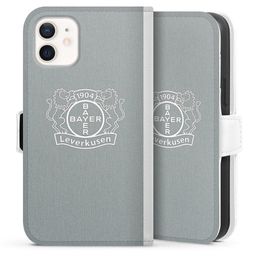 DeinDesign iPhone 12 mini Handy Klapph&uuml;lle Handyh&uuml;lle aus Kunst Leder wei&szlig; Flip Case Bayer 04 Leverkusen Official Licensed Product Coat Of Arms Sideflip mit 