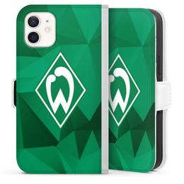 DeinDesign iPhone 12 mini Handy Klapph&uuml;lle Handyh&uuml;lle aus Kunst Leder wei&szlig; Flip Case Official Licensed Product Camouflage Sv Werder Bremen Sideflip mit Lasche
