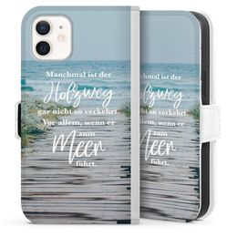 DeinDesign iPhone 12 mini Handy Klapph&uuml;lle Handyh&uuml;lle aus Kunst Leder wei&szlig; Flip Case Statement Beach Spruch Sideflip mit Lasche