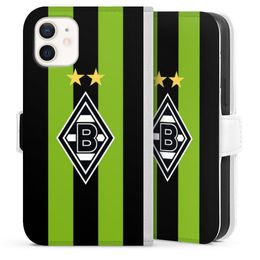 DeinDesign iPhone 12 mini Handy Klapph&uuml;lle Handyh&uuml;lle aus Kunst Leder wei&szlig; Flip Case Stripes Borussia M&ouml;nchengladbach Gladbach Sideflip mit Lasche