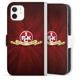 DeinDesign iPhone 12 mini Handy Klapph&uuml;lle Handyh&uuml;lle aus Kunst Leder wei&szlig; Flip Case 1. Fc Kaiserslautern Official Licensed Product Logo Sideflip mit Lasche