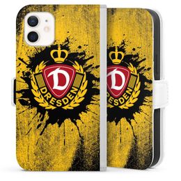 DeinDesign iPhone 12 mini Handy Klapph&uuml;lle Handyh&uuml;lle aus Kunst Leder wei&szlig; Flip Case Sg Dynamo Dresden Soccer Official Licensed Product Sideflip mit Lasche