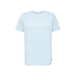 Carlo Colucci T-Shirt 'Di Comun' Herren Gr&ouml;&szlig;e XXXL hellblau / wei&szlig;
