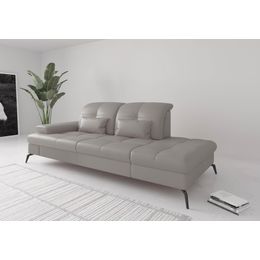 Sit & More Recamiere SIT & MORE "Amica, inkl. Sitztiefenverstellung und Armteilverstellung", grau (light grau), B:231cm H:90cm T:122cm, Sofas, Recamiere, wahlweise mit Kopfteilverstellung und Stauraum