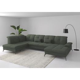 Sit & More Wohnlandschaft SIT & MORE "Amica, U-Form, inkl. Sitztiefenverstellung und Armteilverstellung", jungle, B:357cm H:90cm T:231cm, 90% Polyester, 10% Polyamid, Sofas, wahlweise mit Kopfteilverstellung, Bettfunktion und Bettkasten