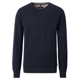 Strickpullover Casamoda "Casamoda Pullover uni", Herren, Gr. S, blau (dunkelblau), 100% Baumwolle, Pullover Strickpullover