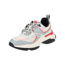 Sneaker Steve Madden "Steve Madden Sneaker Lederimitat/Textil", Damen, Gr. 38, grau (grau, rot), Lederimitat, Textil, Schuhe Sneaker