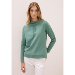 Sweatshirt Cecil, Damen, Gr. L42, jewel grün, Web, 80% Baumwolle, 17% Polyester, 3% Elasthan, unifarben, comfort fit, Rundhals, Bündchen, Sweatshirts Sweatshirt, mit Tunnelzugband am Kragen
