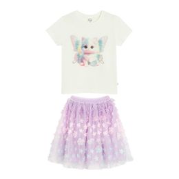 Cool Club Set: T-Shirt und Rock M&auml;dchen Gr&ouml;&szlig;e 98 hellblau / lila / hellpink / offwhite
