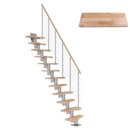 Dolle Mittelholmtreppe 'Dublin' buchefarbend/perlgrau wendelbar, Einzelstabgel&auml;nder 12 Stufen