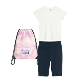 Cool Club Set M&auml;dchen Gr&ouml;&szlig;e 146 navy / rosa / wei&szlig;
