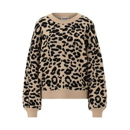 Noisy may Curve Pullover 'NMCHARLOTT' Damen Gr&ouml;&szlig;e 4XL beige / schwarz