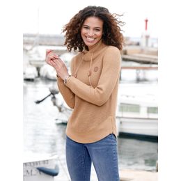 WITT Damen Strickpullover mit Kordelzug, camel, Gr&ouml;&szlig;e 36