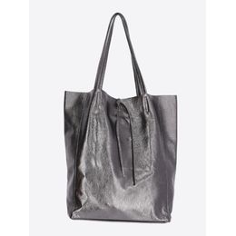 Sevabags Shopper 'Shopper Tasche Damen in Metallic Echtleder' female Grey size One Size