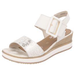Remonte Damen Sandalette "ELLE-Collection", Gr. 40, gold, Bast, Leder, Schuhe, Sommerschuh, Sandale, Bequemschuh mit Klett unter der Zierschnalle