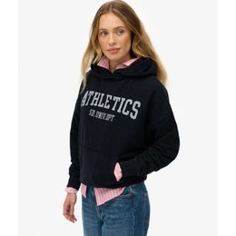 Superdry Damen Baumwolle Grafikdruck Athletic Essentials Hoodie In Lockerer Passform, Marineblau - Gr&ouml;&szlig;e: 36 210262250180698T030