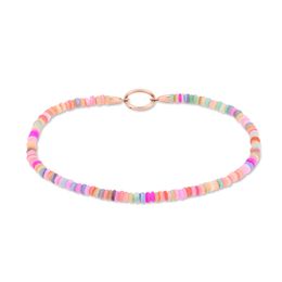 Fußkette Tamaris "Schmuck Geschenk Edelstahl Körperschmuck All About Beads", gold (roségoldfarben, grün, beige, pink, rosé, hellblau, grün, beige, pink, rosé, hellblau), Fußketten, Edelstahl, mit Naturstein