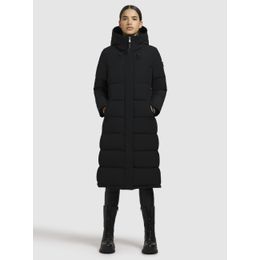 Steppmantel Khujo "DEVION", Damen, Gr. XXL, schwarz, 85% Polyester, 15% Baumwolle, unifarben, regular fit knielang, eingesetzt Rippbündchen mit Windstopper, Mäntel