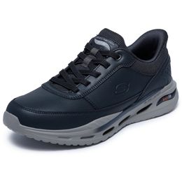 Slip-On Sneaker Skechers "ARCH FIT ORVAN", Herren, Gr. 48,5, schwarz, Leder, casual, Schuhe, Schnürschuh, Trainingsschuh mit Glide Step