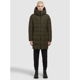 Steppmantel Khujo "UNKER", Herren, Gr. M, grün (khaki), 100% Polyester, unifarben, loose fit ca. Mitte Oberschenkel, eingesetzt elastischer Bund mit Windstopper, Mäntel