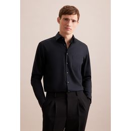 Businesshemd Seidensticker "Schwarze Rose", Herren, Gr. XL (44), normale &Auml;rmell&auml;ngen, schwarz, 100% Baumwolle, unifarben, regular fit, 2-Knopf-Manschette, Hemden, Regular 1/1 Kentkragen Uni
