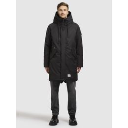 Wintermantel Khujo "ANTH", Herren, Gr. L, grau (dunkelgrau), 100% Polyester, unifarben, loose fit knielang, Mäntel