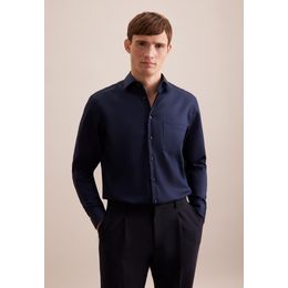 Businesshemd Seidensticker "Schwarze Rose", Herren, Gr. M40, normale &Auml;rmell&auml;ngen, blau (dunkelblau), 100% Baumwolle, unifarben, regular fit, 2-Knopf-Manschette, Hemden, Regular 1/1 Kentkragen Uni