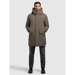 Wintermantel Khujo "CARL2", Herren, Gr. L, grün (khaki), 100% Polyester, unifarben, loose fit ca. Mitte Oberschenkel, eingesetzt elastischer Bund mit Windstopper, Mäntel