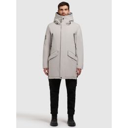 Wintermantel Khujo "CARL2", Herren, Gr. L, hellgrau, 100% Polyester, unifarben, loose fit ca. Mitte Oberschenkel, eingesetzt elastischer Bund mit Windstopper, Mäntel